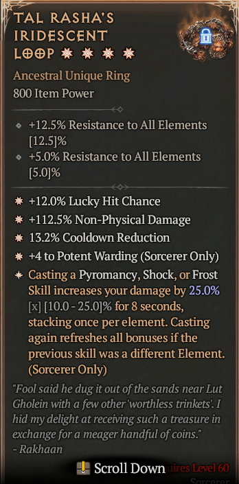 Buy D4 Perfect Endgame Build Gear Set - Needles Ring